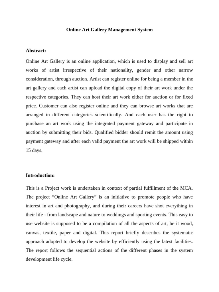 Online Art Gallery Management System | PDF | Auction | Login