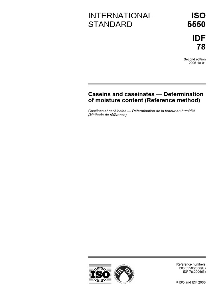 ISO 5550 2006 Umidade de Caseinas e Caseinatos | PDF | International Organization For ...