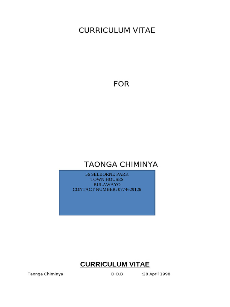 Taonga Chiminya's CV Summary | PDF