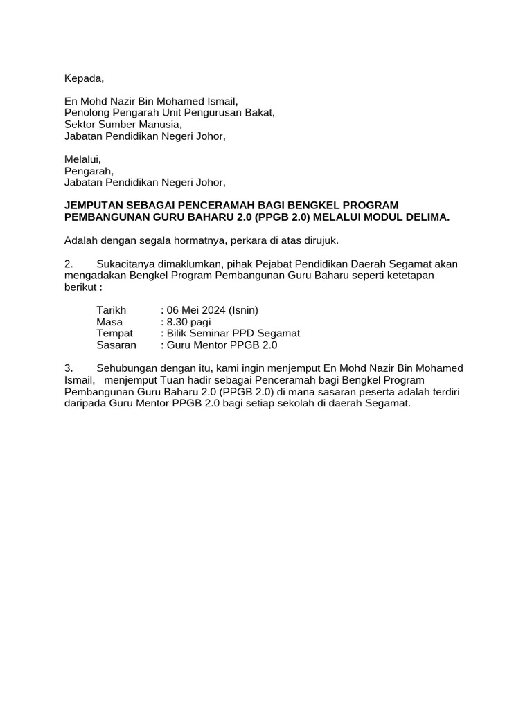 Surat Jemputan Penceramah | PDF