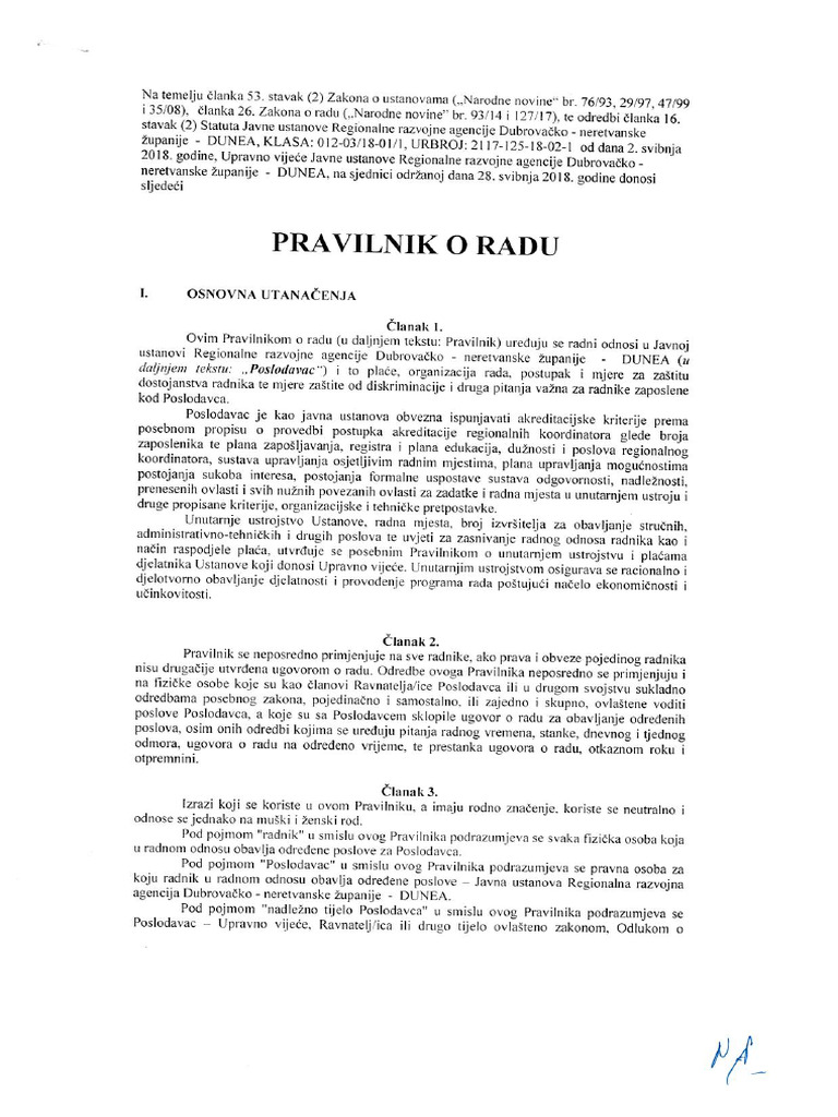 Pravilnik o Radu | PDF