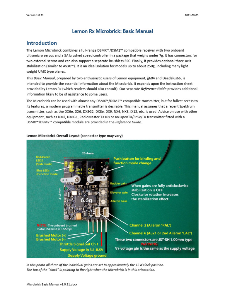 Lemon RX Microbrick: Basic Manual | PDF | Flight Control Surfaces ...
