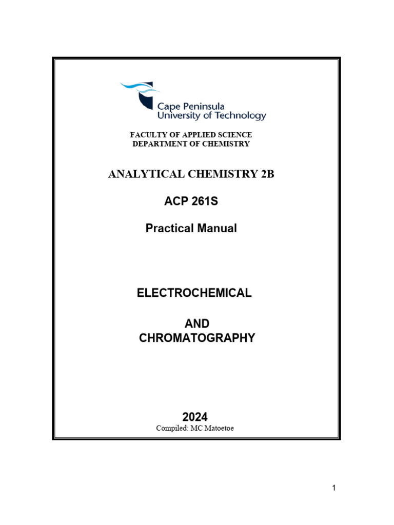 ACP 261 2B Practical's Manual 24 | PDF | Ph | Analytical Chemistry