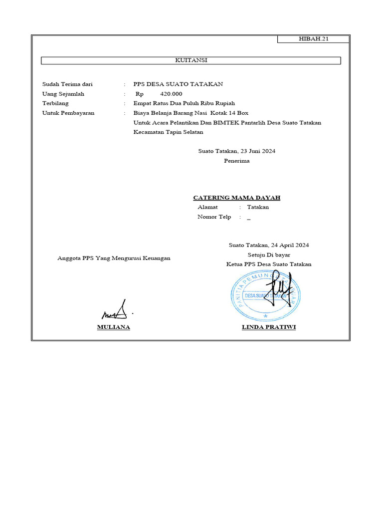 Nota Catering Makan | PDF