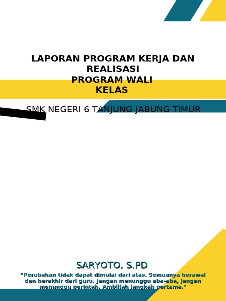 Laporan Program Kerja Dan Realisasi Program Wali Kelas | PDF