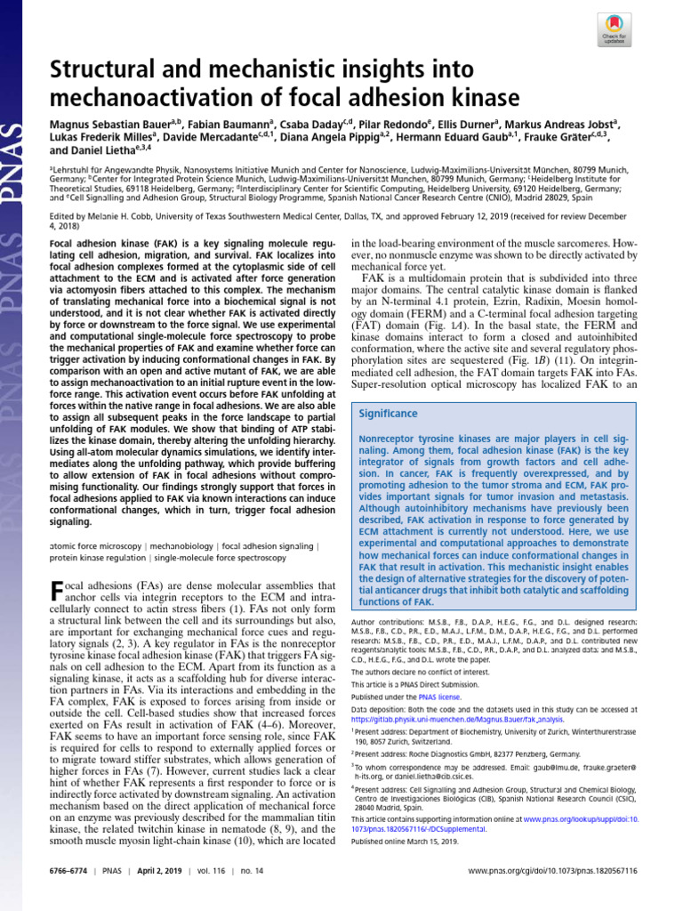 Grater PNAS 2019 | PDF | Cell Adhesion | Protein Domain