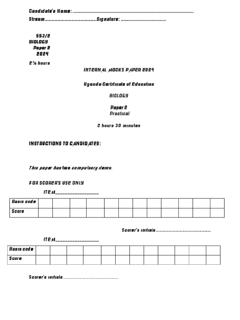 Specimen Paper Bio 2 | PDF