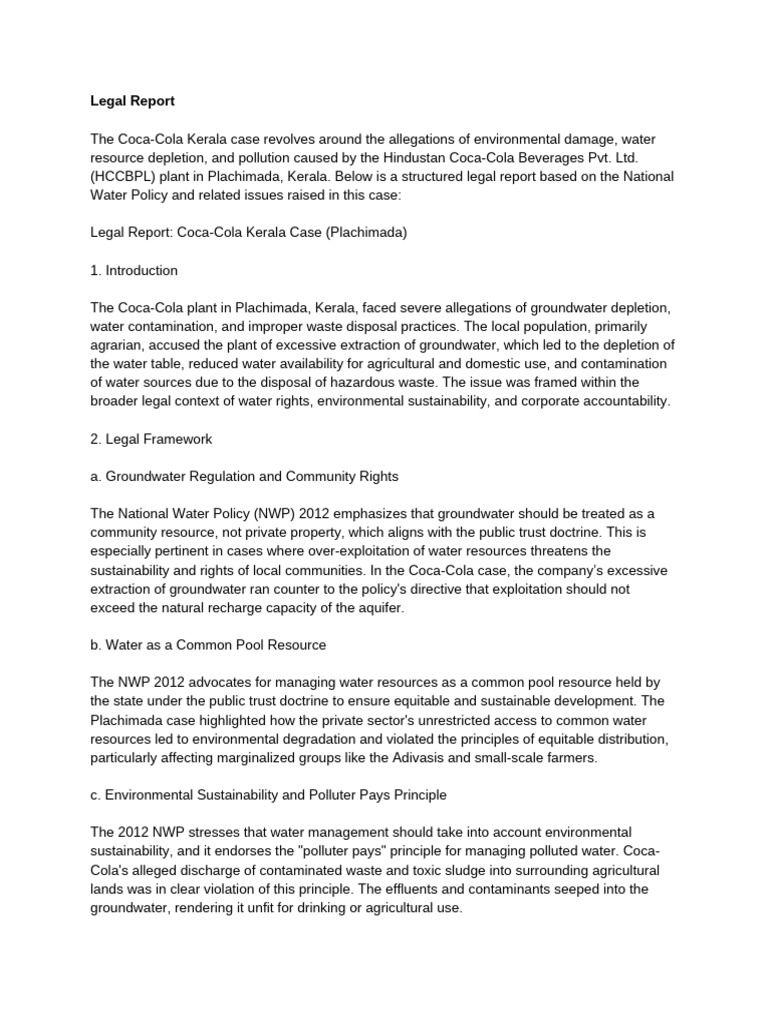 Legal Report | PDF | Water Resources | Groundwater