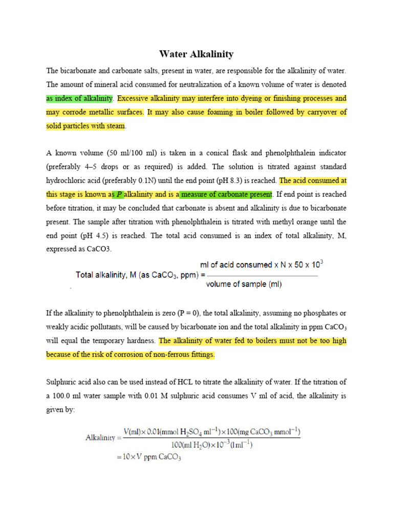 Water alkalinity | PDF
