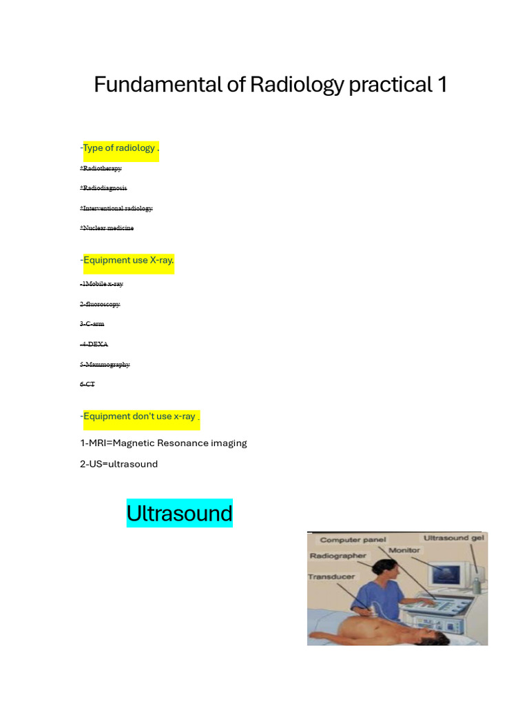 Fundamental of Radiology Practical 1 | PDF