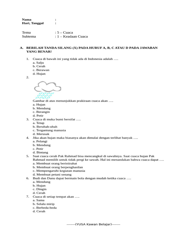 Soal dan Jawaban Cuaca dan Pecahan | PDF