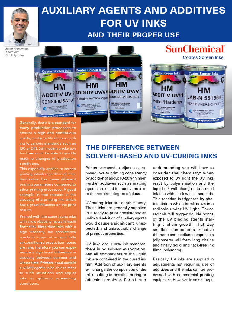 Auxiliary Agents and Additives fUV Inks and Their Proper Use | PDF ...