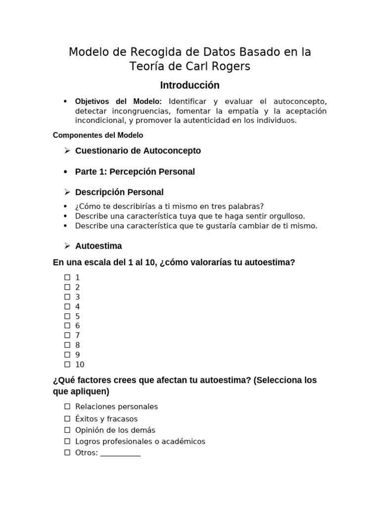 Modelo de Recogida de Datos Basado en la Teoría de Carl Rogers | PDF ...