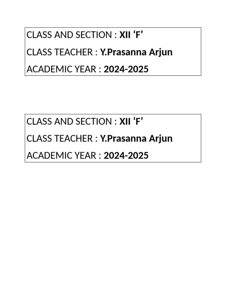 Class and Section | PDF