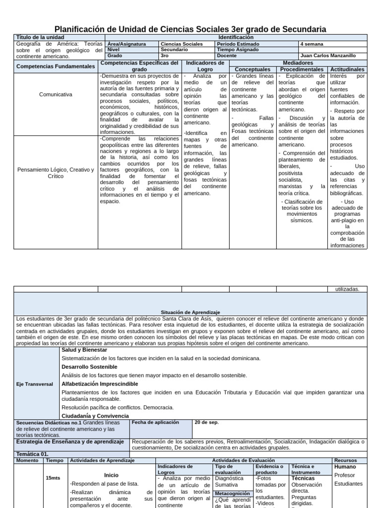 3er Grado Planificacion de Ciencias Sociales-2 | PDF | Evaluación ...