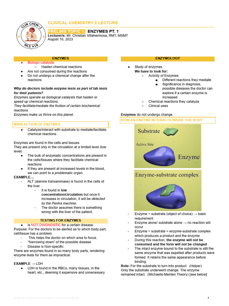 [CC-2-LEC FULL] (1) | PDF | Cofactor (Biochemistry) | Enzyme