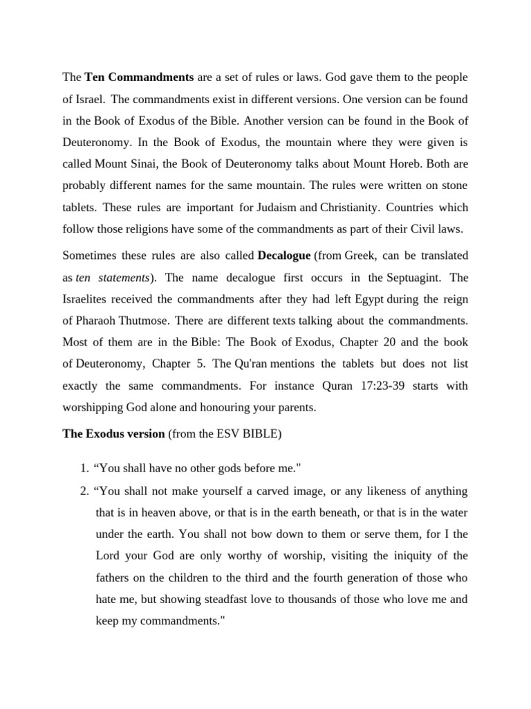 The Ten Commandments | PDF | Ten Commandments | Book Of Exodus