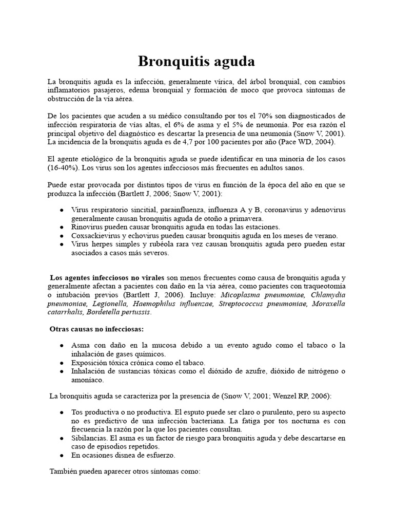 Guía sobre la bronquitis aguda | PDF | Tos | Bronquitis