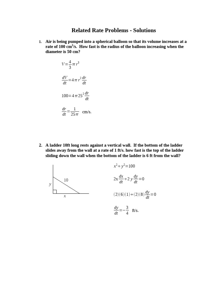 Related Rate Problem Solutions | PDF | Euclidean Geometry | Elementary ...