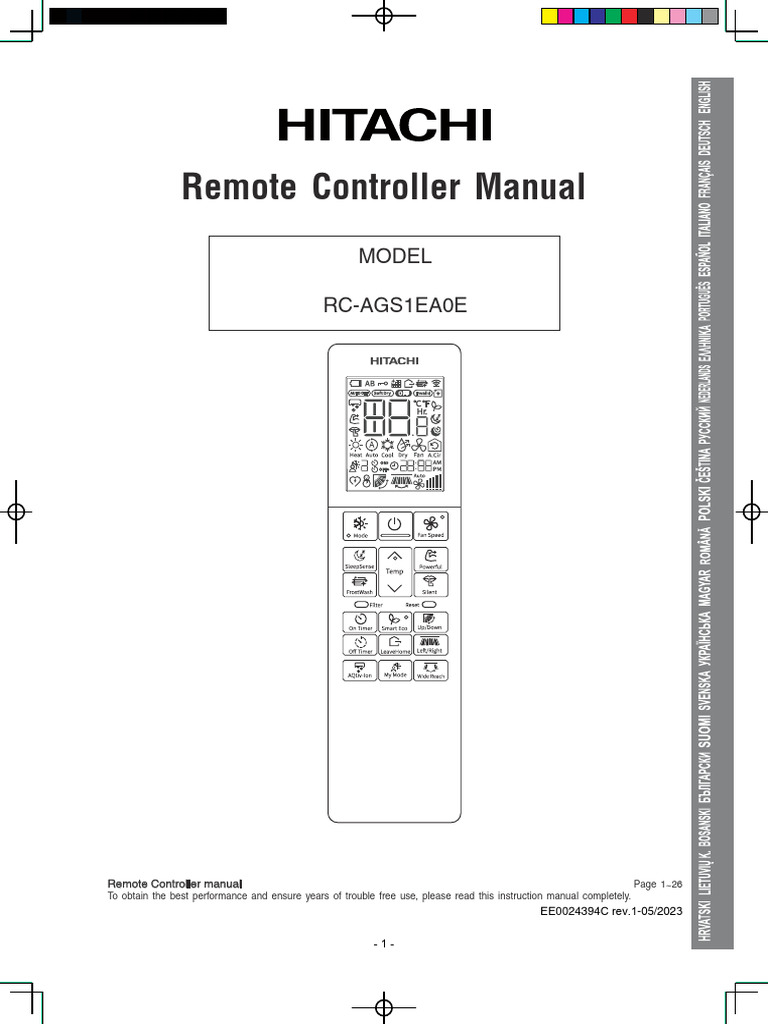 Hitachi Manual Remote | PDF | Air Conditioning | Clock
