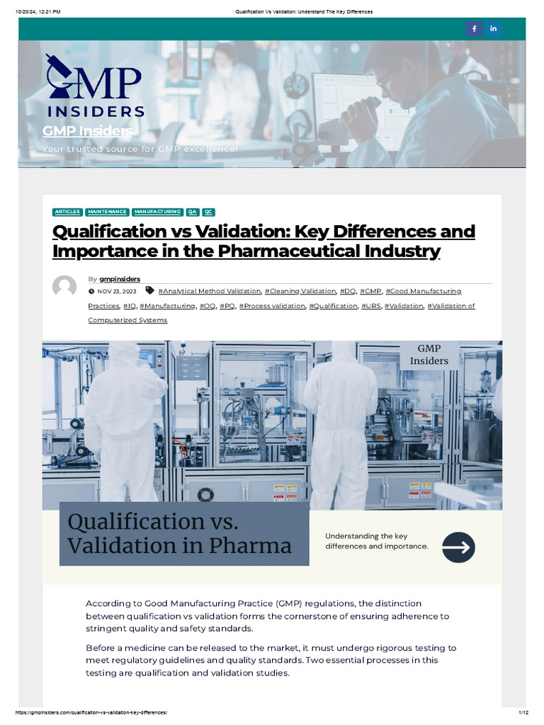 Qualification Vs Validation - Understand The Key Differences | PDF | Verification And Validation ...