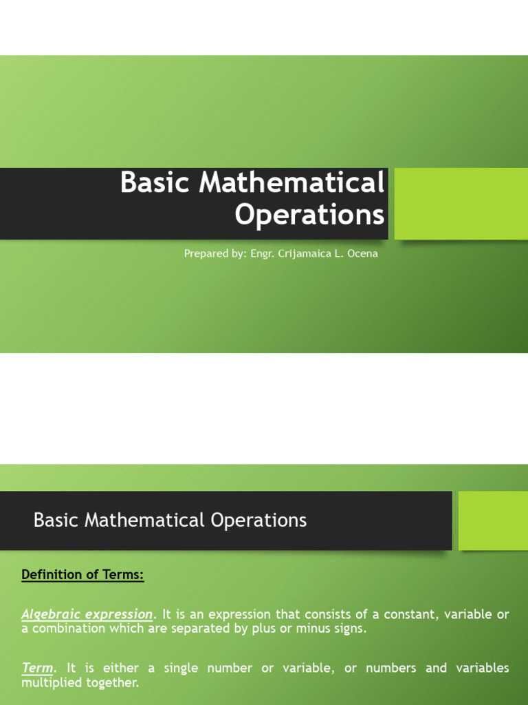 Basic Mathematical Operations | PDF | Teaching Methods & Materials
