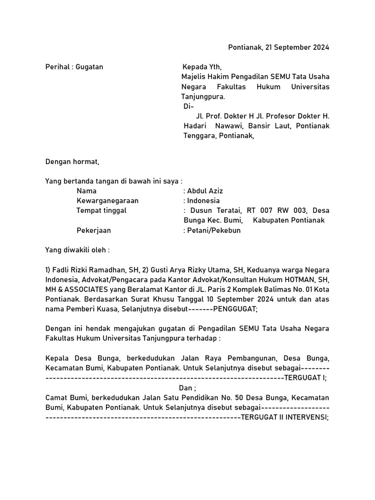 Surat Gugatan Ptun | PDF