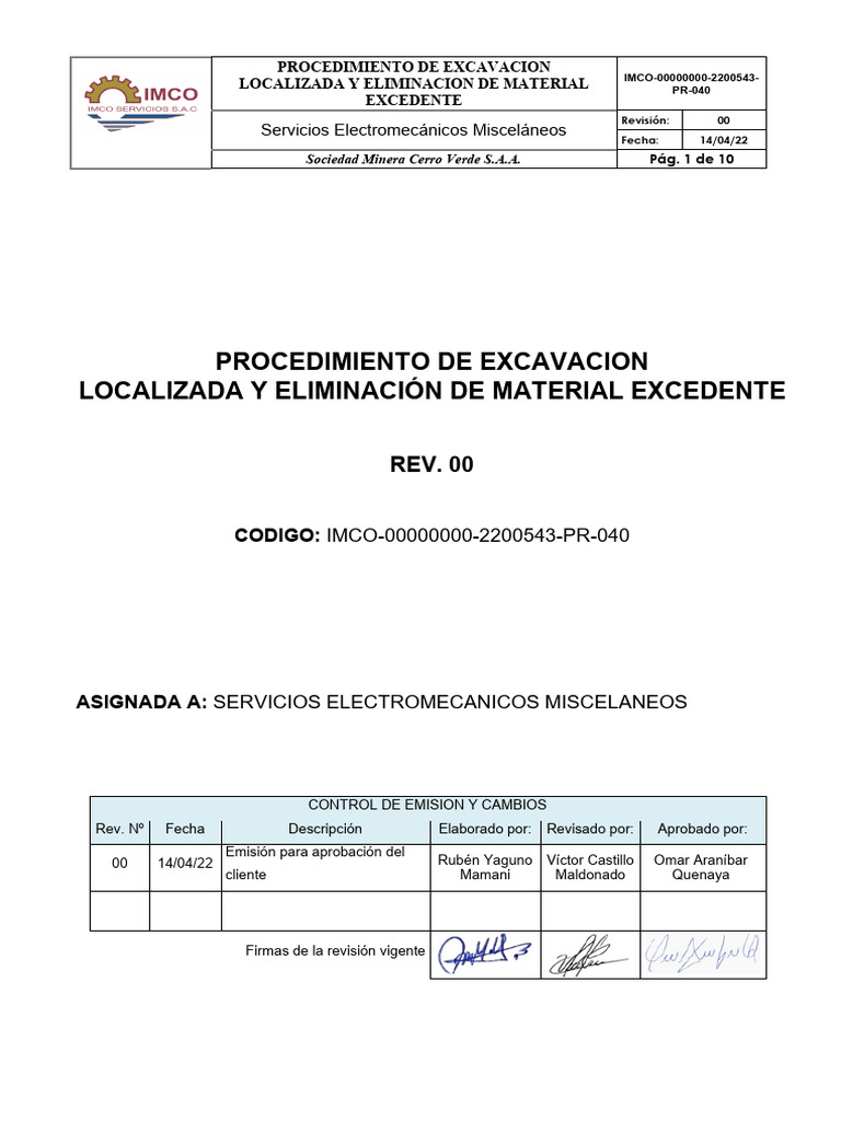 IMCO-00000000-2200543-PR-040 Excavacion Localizada y Elim Material | PDF | Suelo | Materiales ...