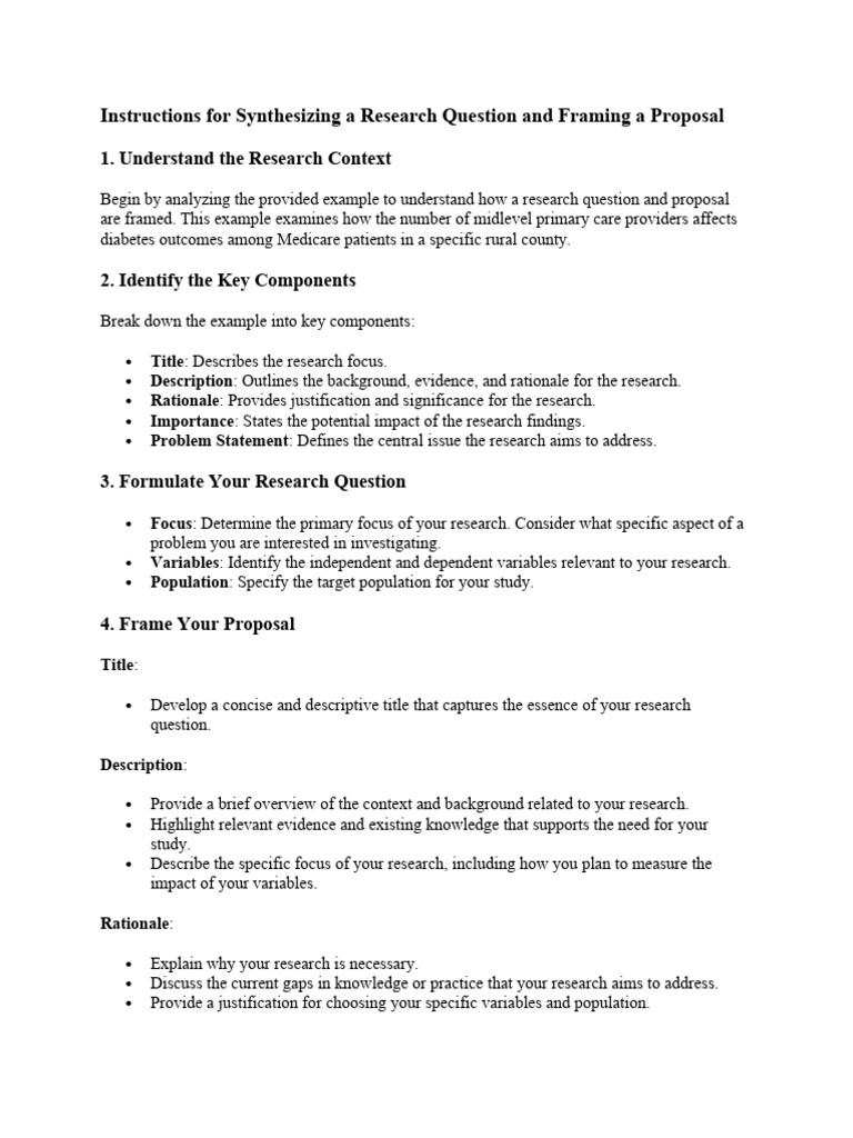 Framing Research Questions and Proposals | PDF | Health Care | Chronic ...