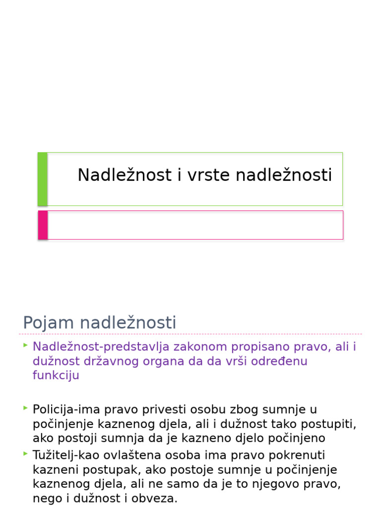 Nadležnost I Vrste Nadležnosti | PDF
