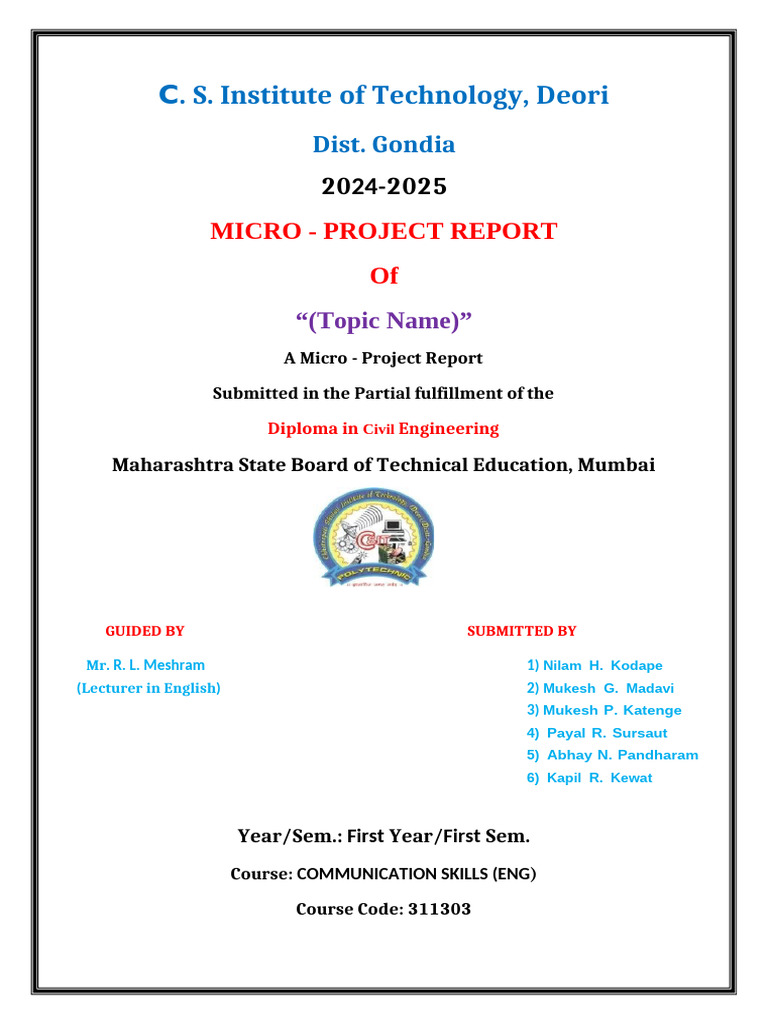 Sample Micro Project For First Year Students | PDF | Qualifications ...