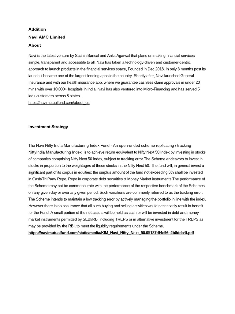 Navi AMC (Supriya Murmu) | PDF | Business | Finance & Money Management