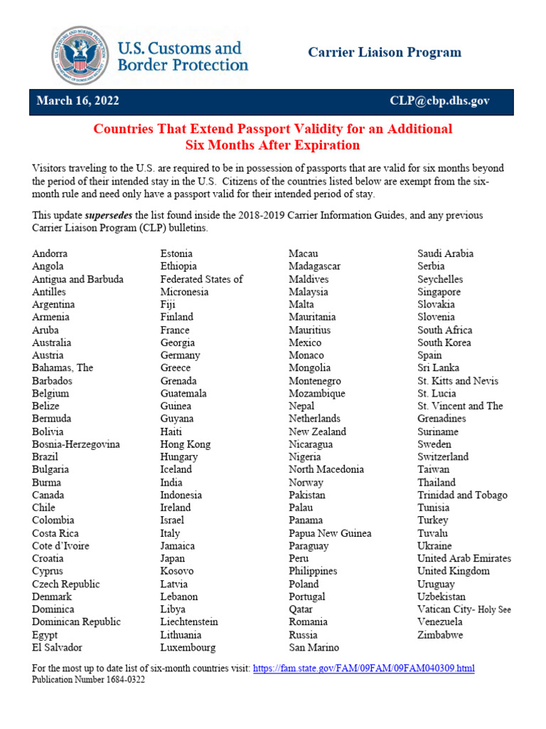 six-month-passport-validity-update-20220316 | PDF | International ...