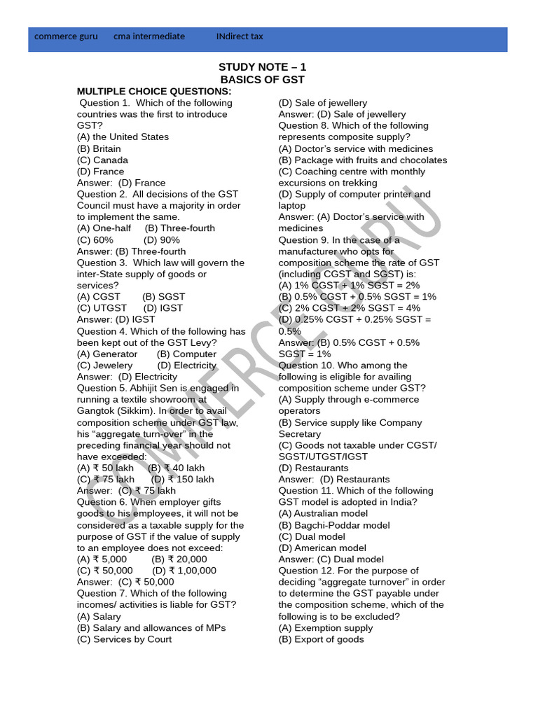 BASICS OF GST | PDF | Taxes | Value Added Tax