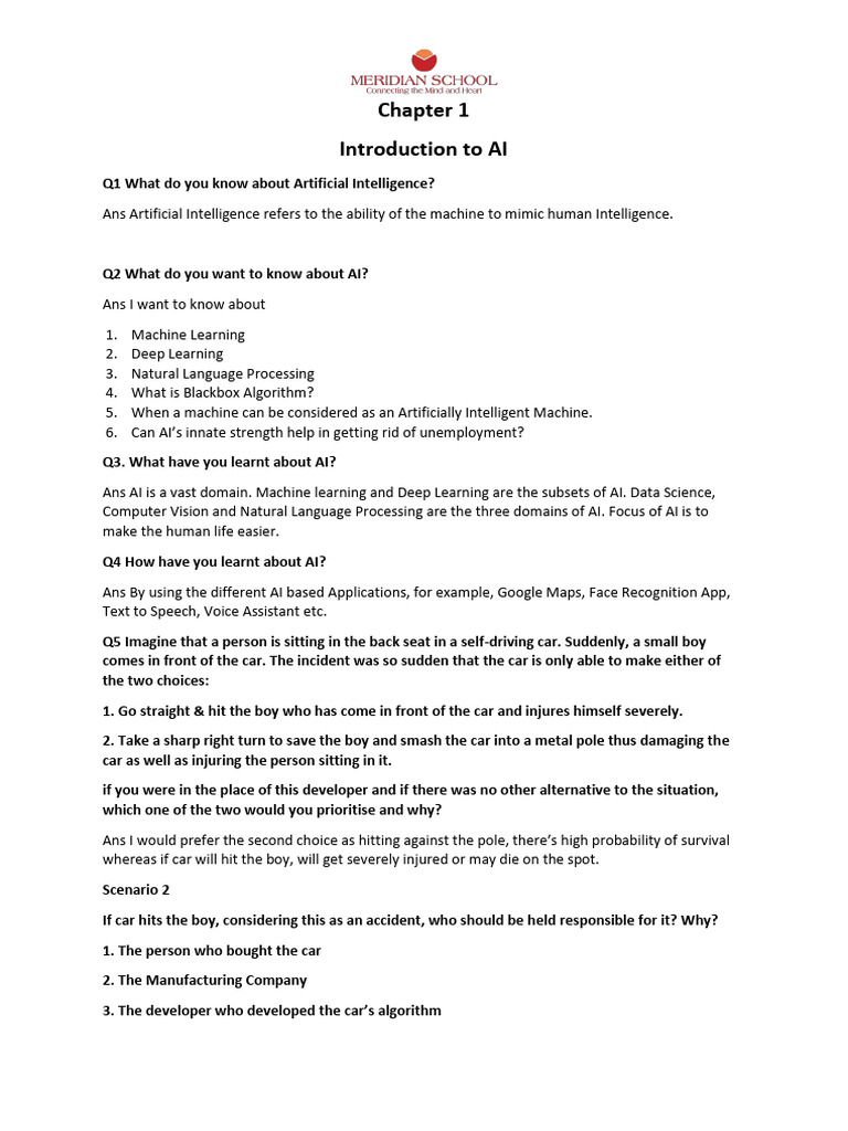 Class 10 Unit 1 Introduction To AI (Facilitator's Handbook) | PDF ...