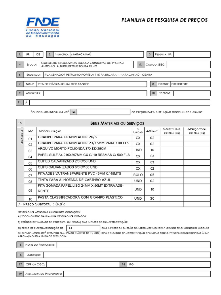 PESQUISA FNDE EXPEDIENTE II 2024 | PDF