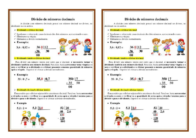 Resumo Divisão De Decimais Pdf