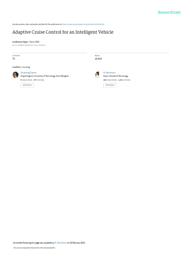 Adaptive Cruise Control For An Intelligent Vehicle Pdf Fuzzy Logic