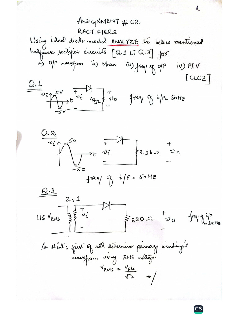 Assignment 2 Rectifiers | PDF