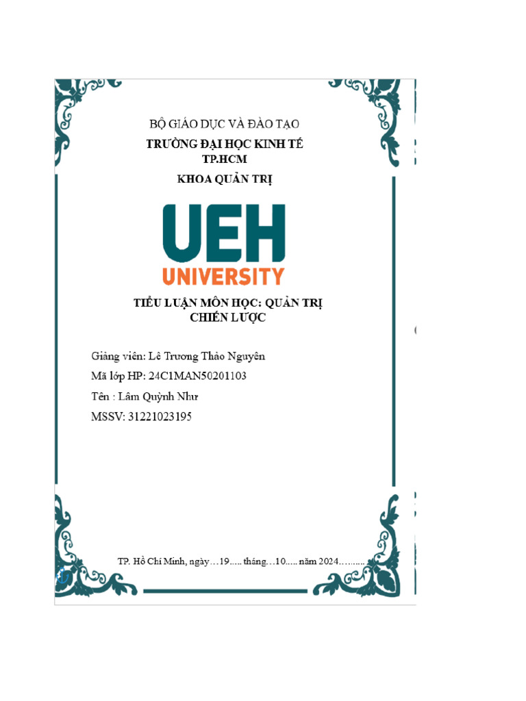 Bài Thi Cuối Kỳ QTCL - Lâm Quỳnh Như | PDF