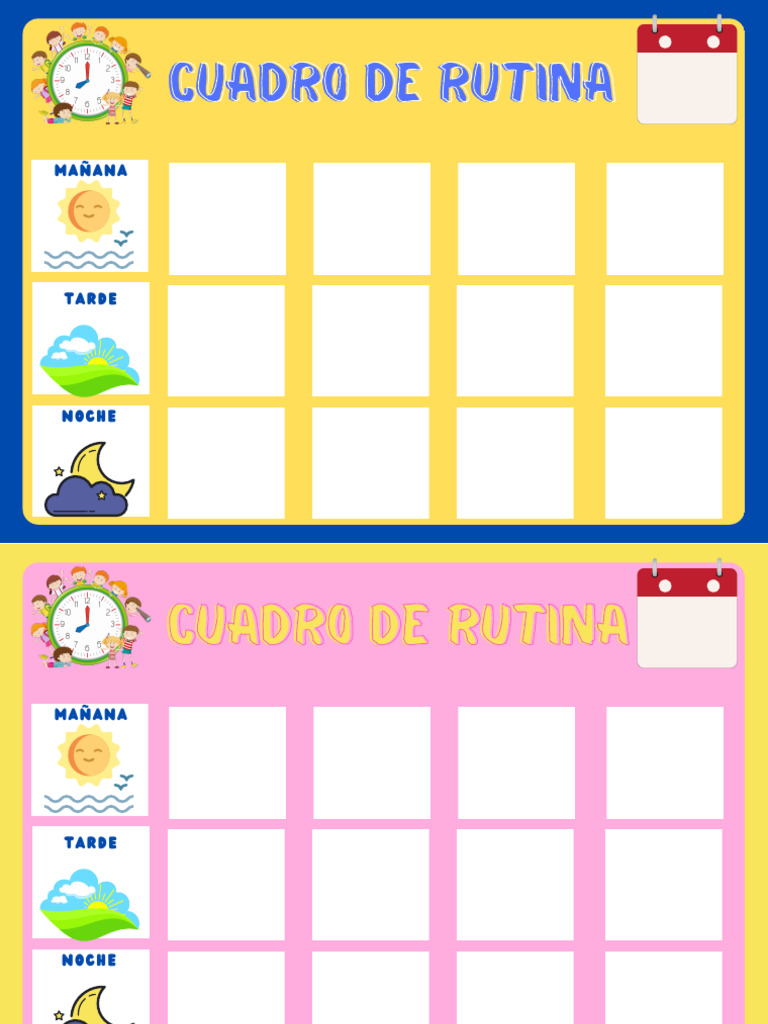 Cuadro de Rutina - Azul y Rosa | PDF