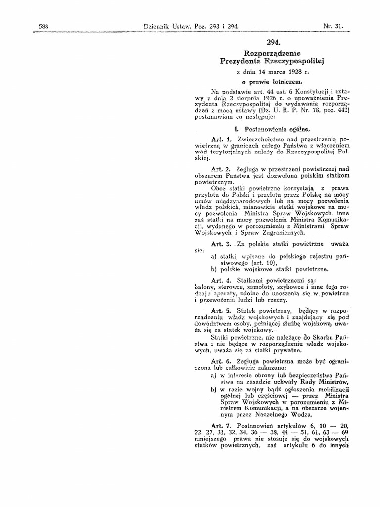 Rozp o Prawie Lotn 1928 | PDF