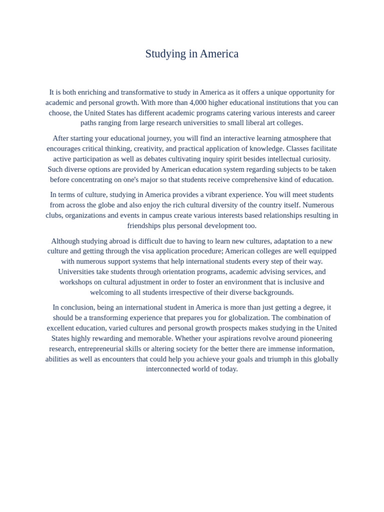 Studying in America | PDF
