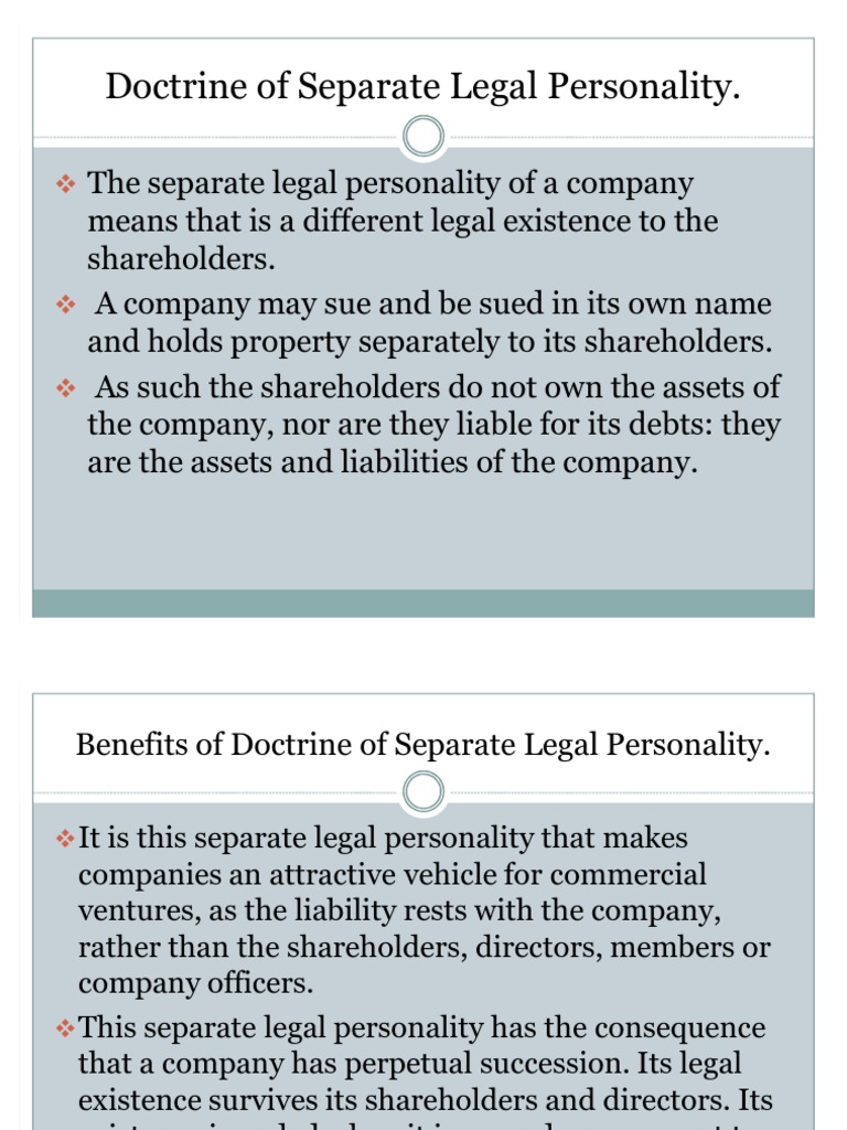 Understanding Separate Legal Entity Doctrine | PDF | Law
