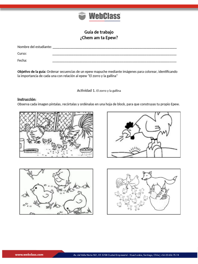 actividad epew el zorro y la gallina | PDF