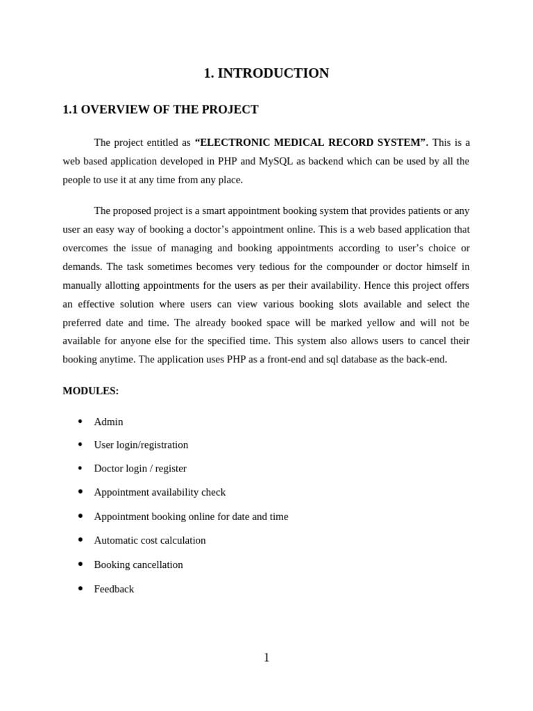 Electronic Medical Record System | PDF | My Sql | Databases