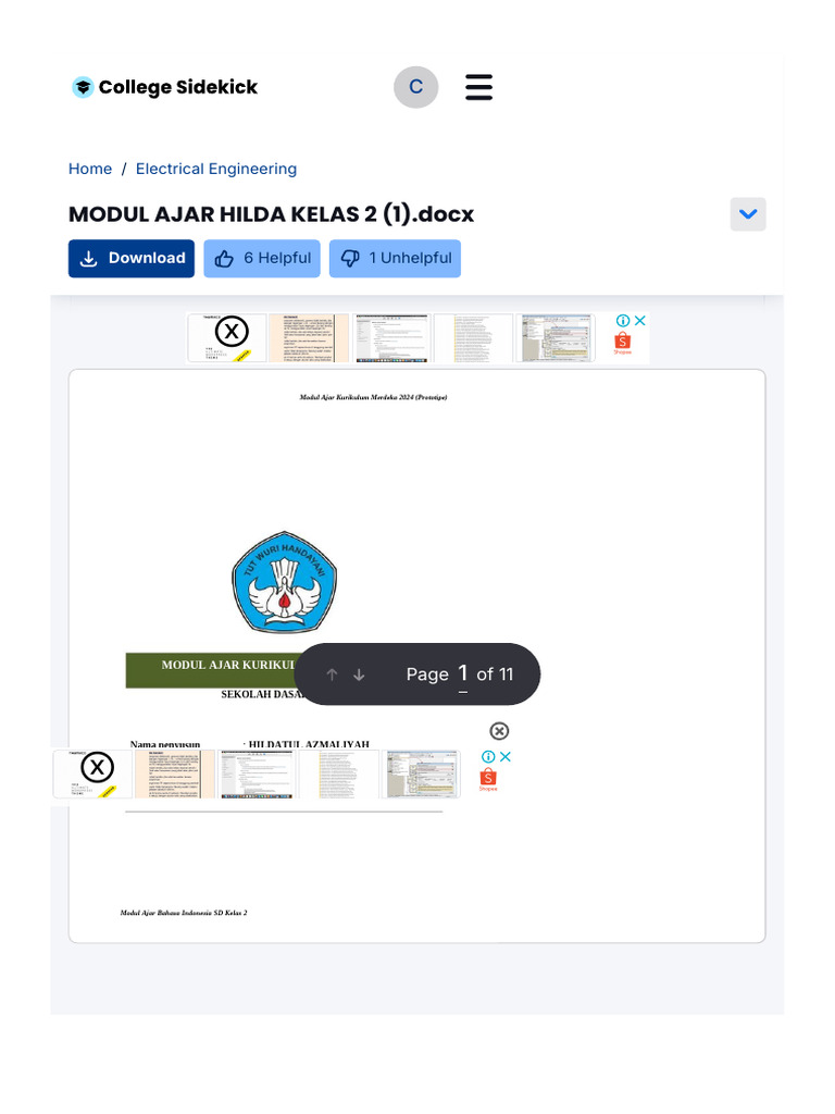 Modul Ajar Hilda Kelas 2 (1) .Docx - Modul Ajar Kurikulum Merdeka 2024 (Prototipe) Modul Ajar ...