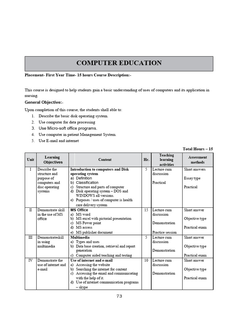 GNM COMPUTER Syllabus | PDF | Multimedia | Internet GNM COMPUTER Syllabus | PDF | Multimedia | Internet