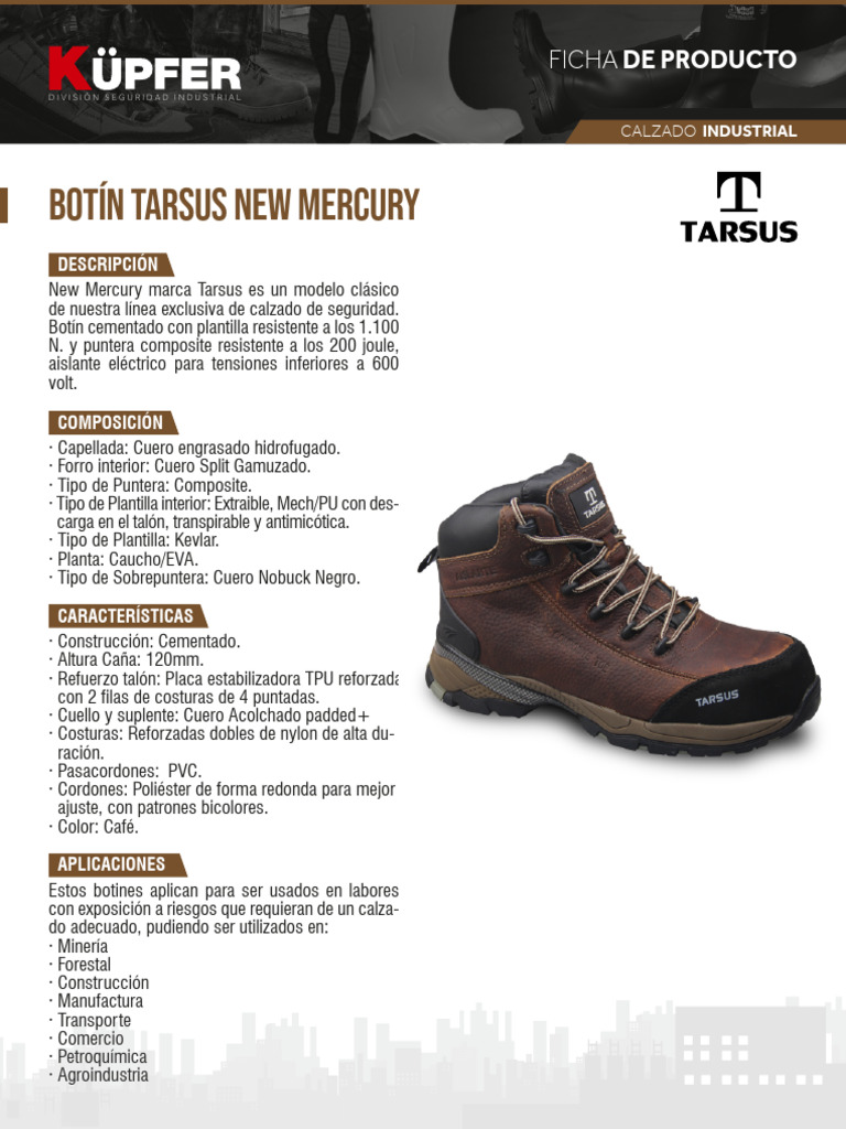 Botín Tarsus New Mercury: Seguridad Industrial | PDF | Materiales ...