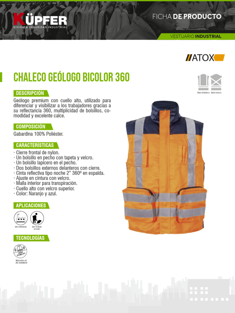 Ficha Proveedor Chaleco Geologo Bicolor 360 Geolite 178336 | PDF